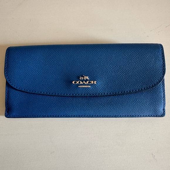 Coach | Bags | Coach Blue Wallet With Multiple Card Holders Outside ...